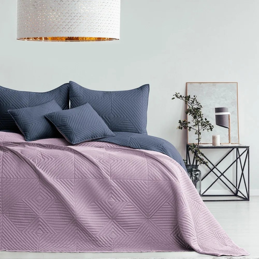 Růžový/tmavě šedý prošívaný přehoz z mikrovlákna 220x240 cm Softa – Restilo