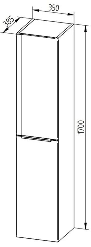 Mereo, Mailo, koupelnová skříňka vysoká 170 cm, bílá, dub, antracit, CN524LP