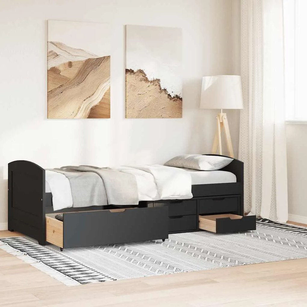 Válenda se 5 zásuvkami bez matrace černé IRUN 90x200 cm 3314682
