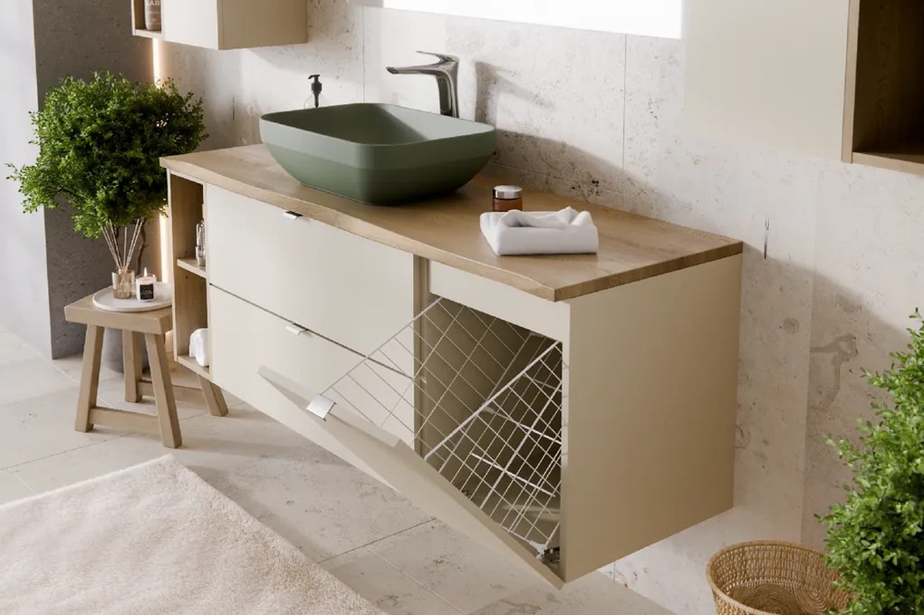 Comad Koupelnová skříňka pod deskové umyvadlo s košem na prádlo Dalia Cashmere 100 kašmír