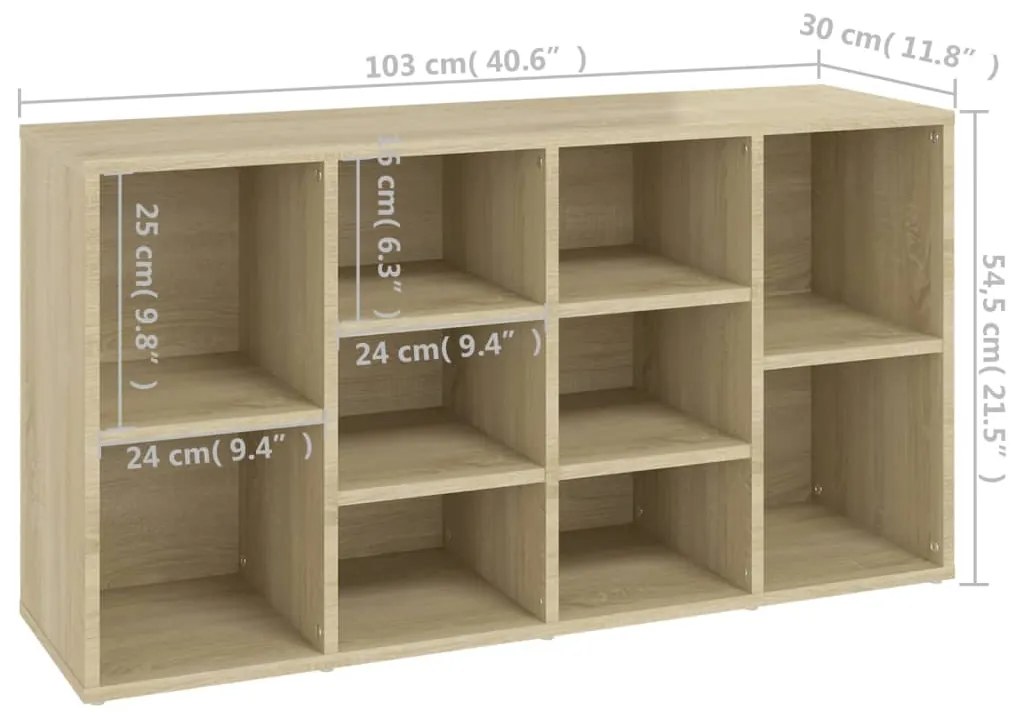 vidaXL Lavice s botníkem dub sonoma 103 x 30 x 54,5 cm dřevotříska