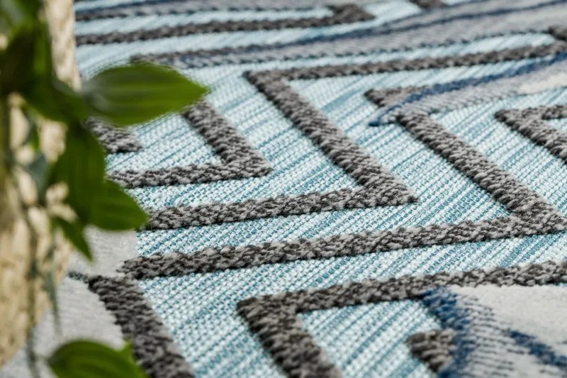Dywany Łuszczów, Kusový koberec Botanic 65242 Feathers aqua – na ven i na doma, 117x170, modrá, chodba / předsíň
