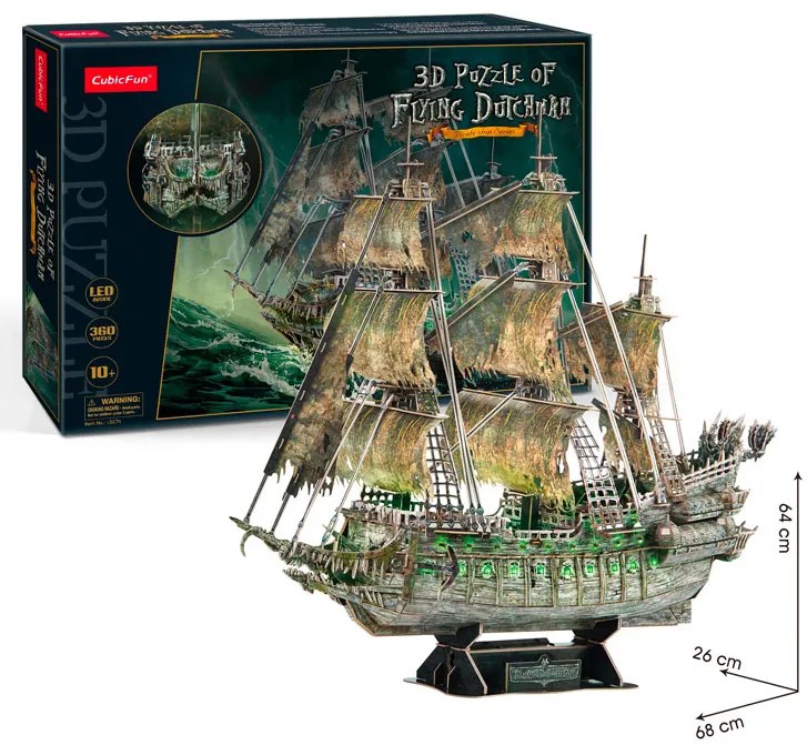 CubicFun - Puzzle 3D Flying dutchman s LED světlem - 360 dílků