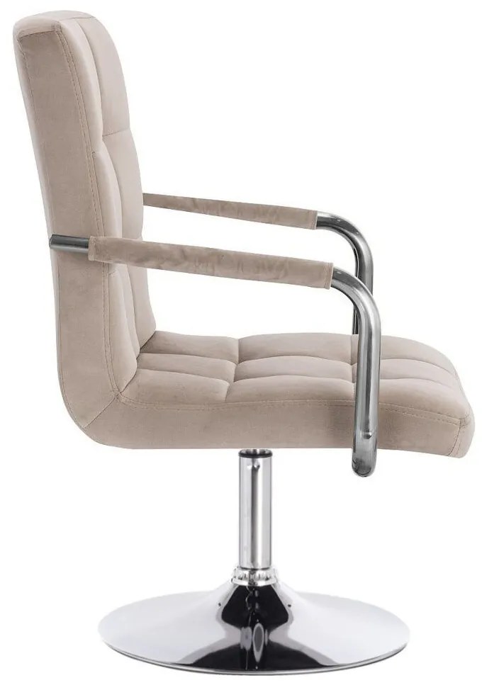 LuxuryForm DESIGN Otočná židle VERONA VELUR na stříbrném talíři - latte