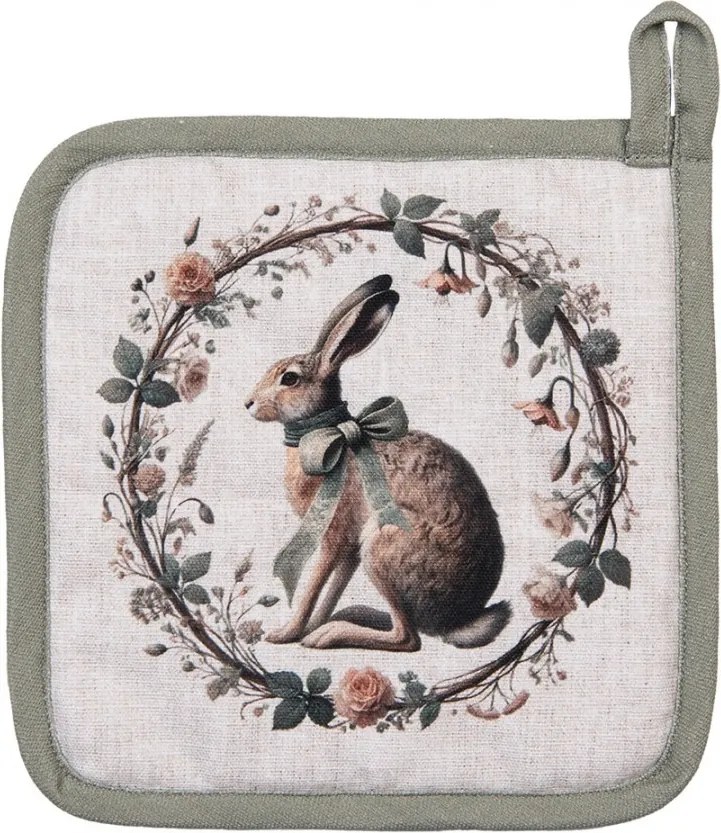 Bavlněná chňapka podložka se zajícem Natural Linen Easter - 20*20 cm