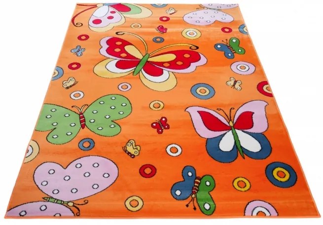 Kusový koberec dětský J0160 - Motýli - oranžová - 200x290 cm