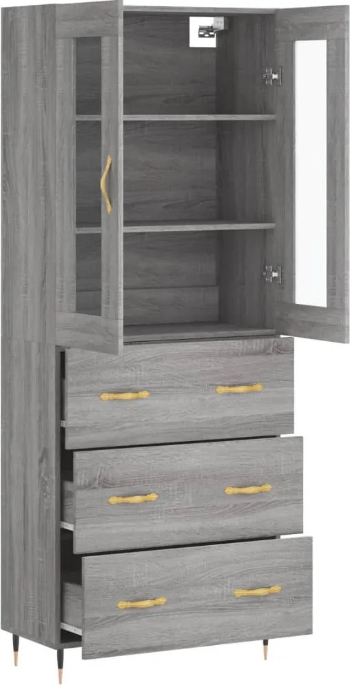 Skříň highboard šedá sonoma 69,5 x 34 x 180 cm kompozitní dřevo 3198391