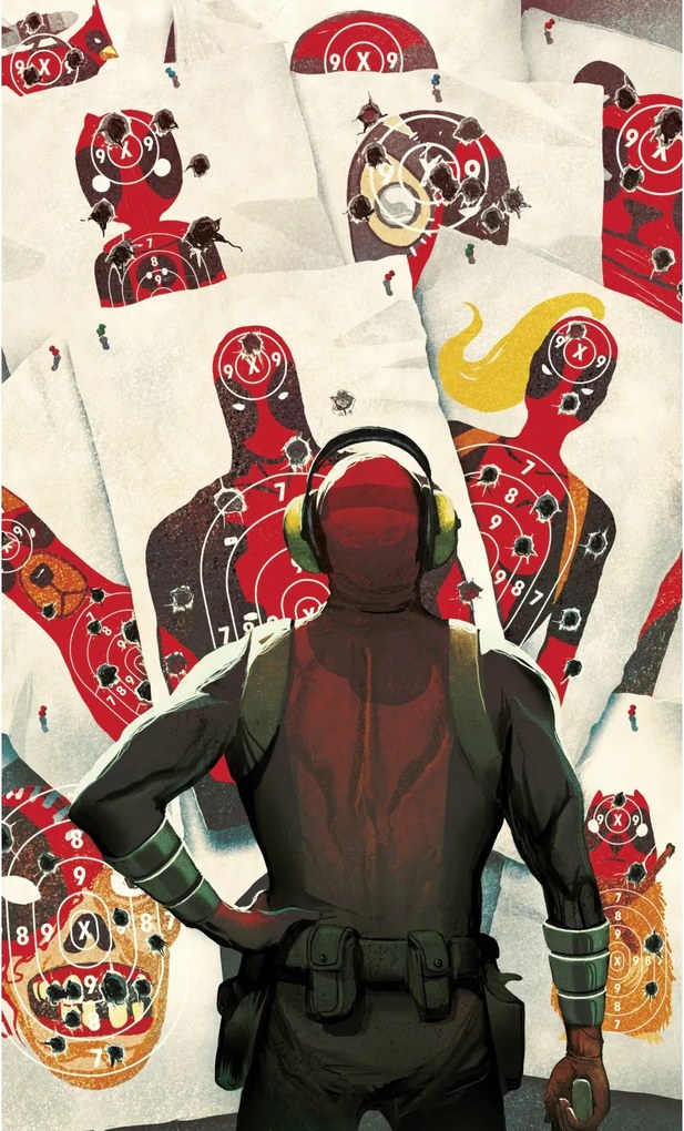 Komar Vliesová fototapeta Marvel Deadpool Target Shooting 150 x 250 cm
