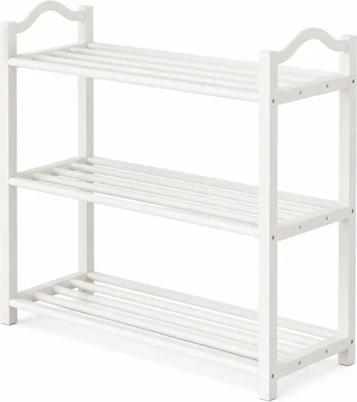 botník, 3 patra, kov/plast, 42x58x19 cm, bílá, Dekorino BB20260052