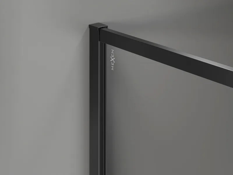 Mexen, Mexen Kioto-XF sprchová stěna s rámem 110 x 202 cm, 10 mm průhledná, černá - 800-110-104-70-00-X