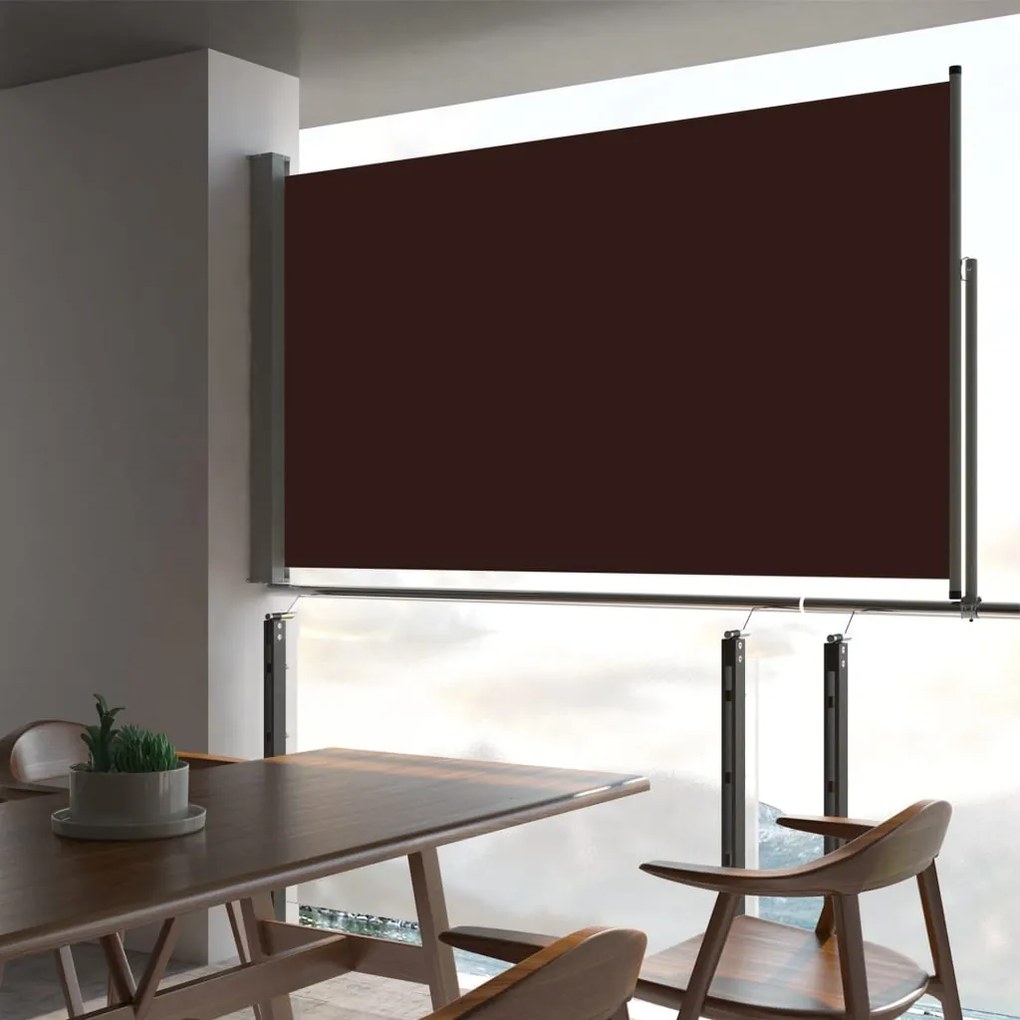 vidaXL Marketos Zatahovací boční markýza / zástěna 140 x 300 cm hnědá