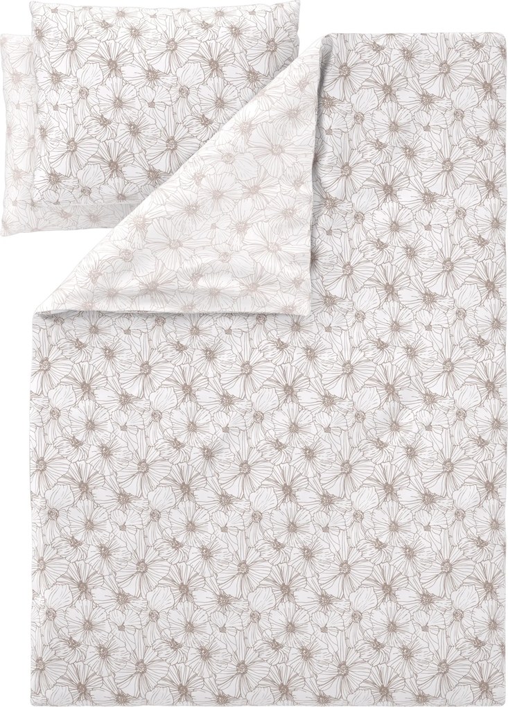 Livarno® Ložní povlečení z jemného flanelu, 220 x 240 cm, 70 x 90 cm (květiny/hnědošedá)