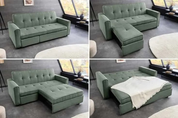 Designová rozkládací sedačka Zaragoza 180 cm zelený manšestr
