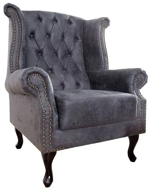 Luxusní křeslo Chesterfield šedé