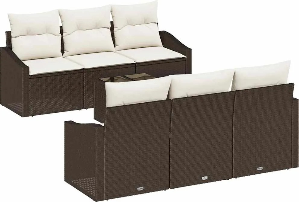 Set pohovek 7 ks Hnědá a krémová polyratan 3346608