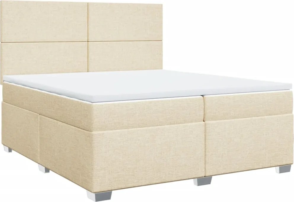 Box spring postel s matrací krémová 200x200 cm textil 3290593