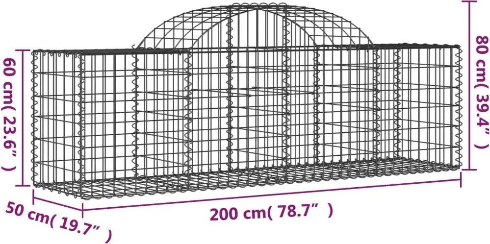 Klenuté gabionové koše 13 ks 200x50x60/80 cm pozinkované železo 3146289