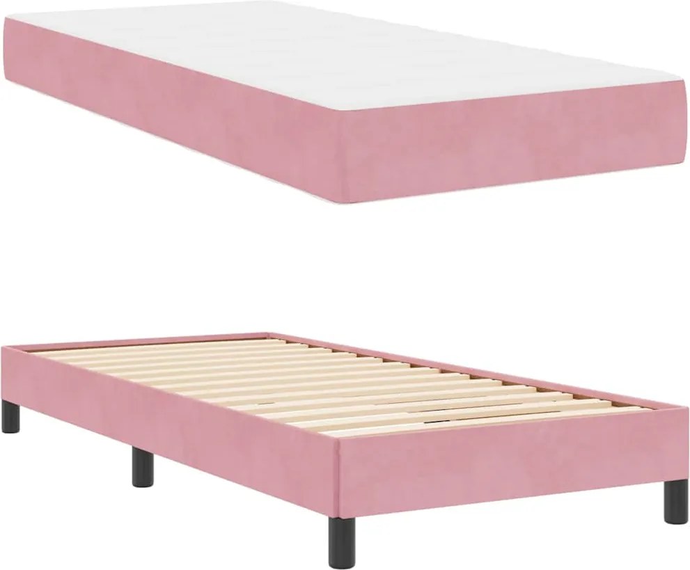 Postel s boxspringem s matrací Růžová 100 x 200 cm textil 3398676