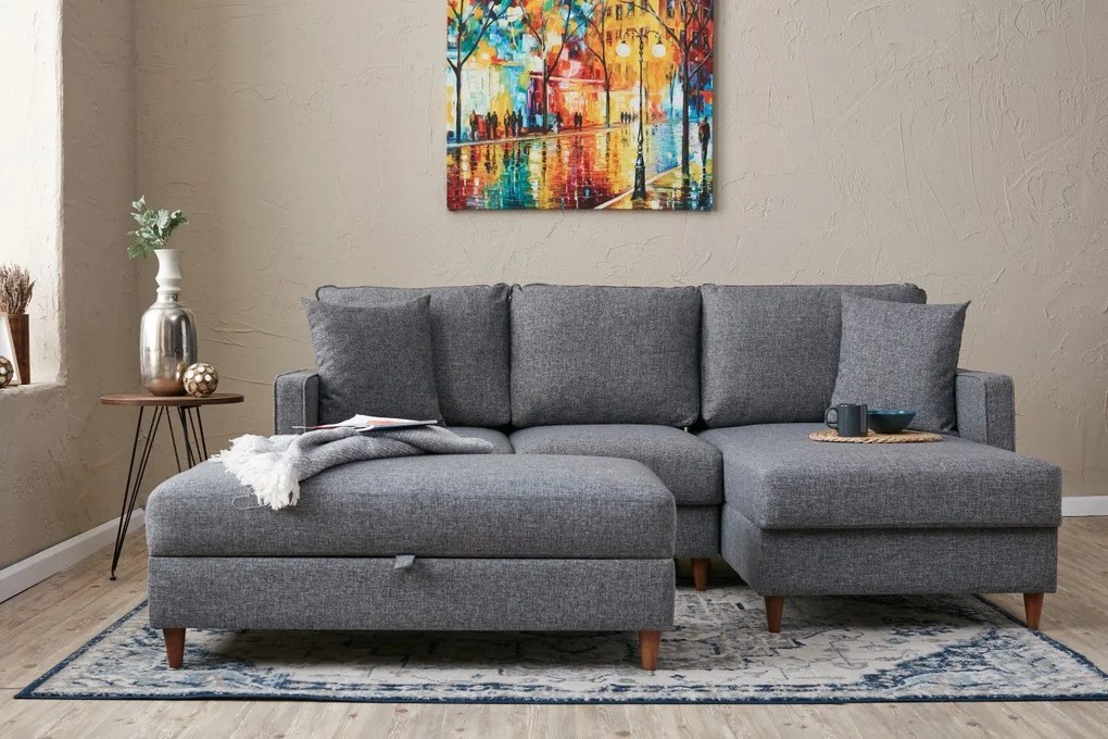 Hanah Home Rohová pohovka EVA šedá pravá