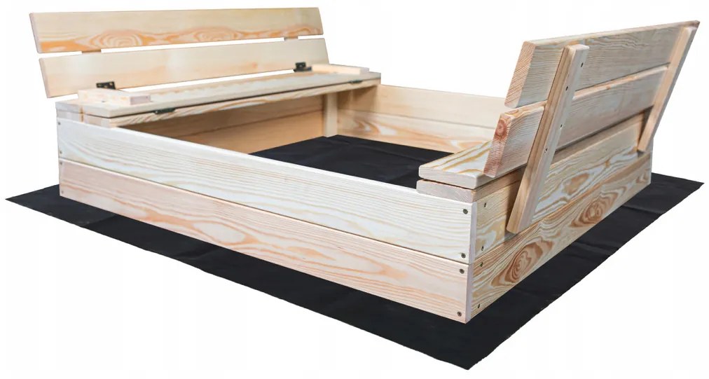 Dřevěné uzavíratelné pískoviště s lavicemi 100 x 100 cm