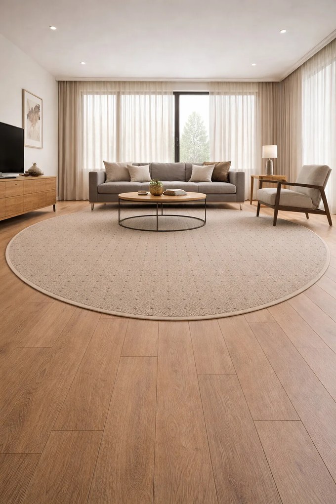 Condor Carpets, AKCE: 400x400 (průměr) kruh cm Kusový koberec Udinese béžový new kruh, béžová, chodba / předsíň