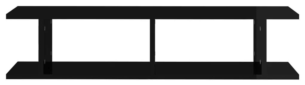 Nástěnné police 2 ks černé vysoký lesk 90x18x20 cm dřevotříska - Default Title