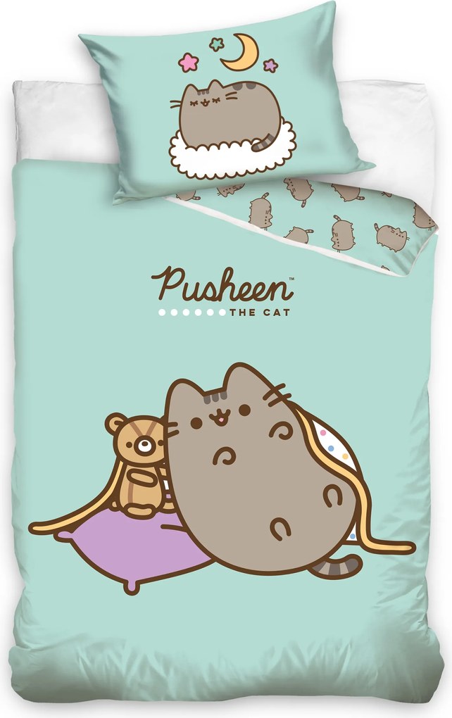 Pusheen Povlečení Pusheen Kočka S Medvídkem 160x200