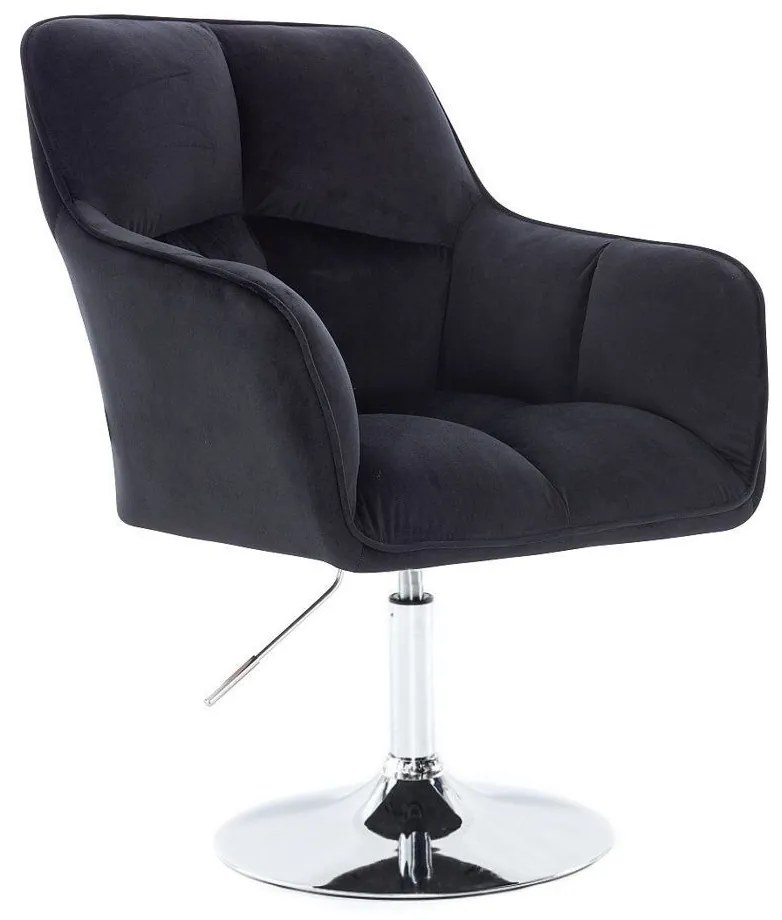 LuxuryForm DESIGN Otočné křeslo AMALFI VELUR na stříbrném talíři - černé