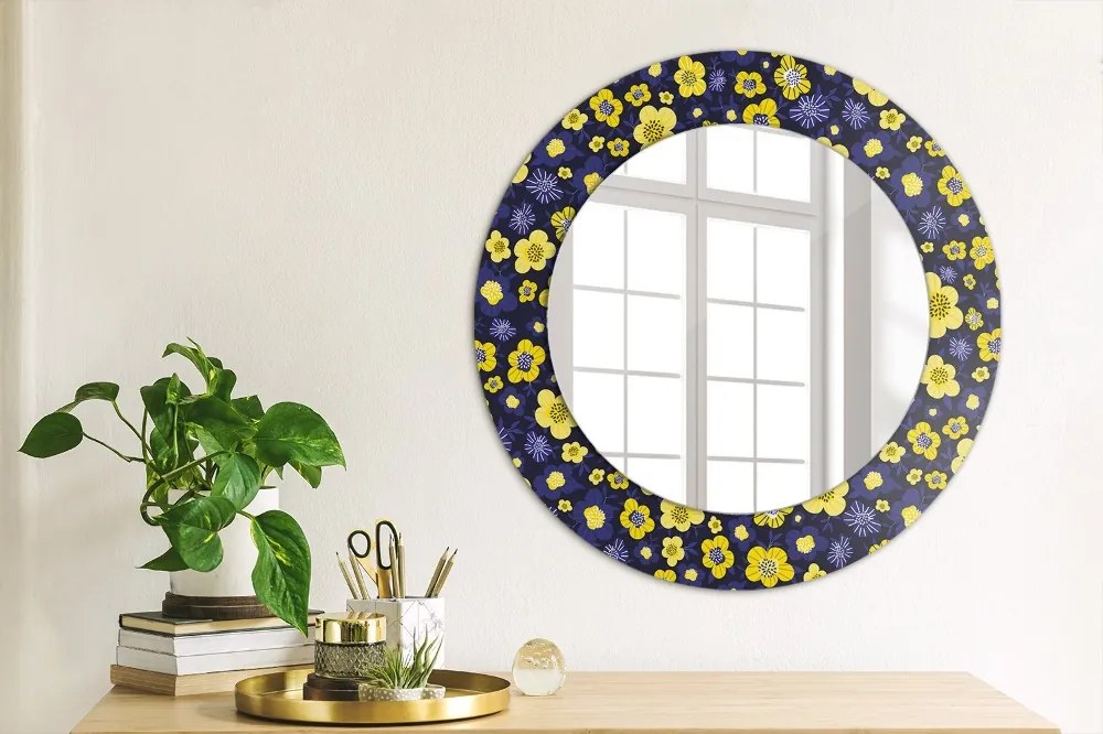 Kulaté dekorativní zrcadlo na zeď Sladké malé květy fi 50 cm