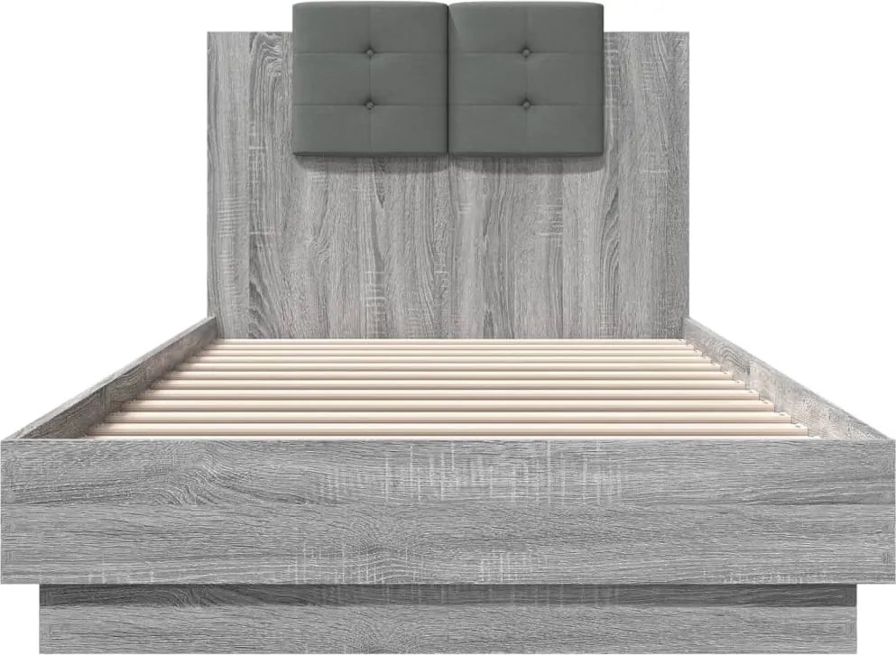 Rám postele s čelem šedý sonoma 100 x 200 cm kompozitní dřevo 3209938
