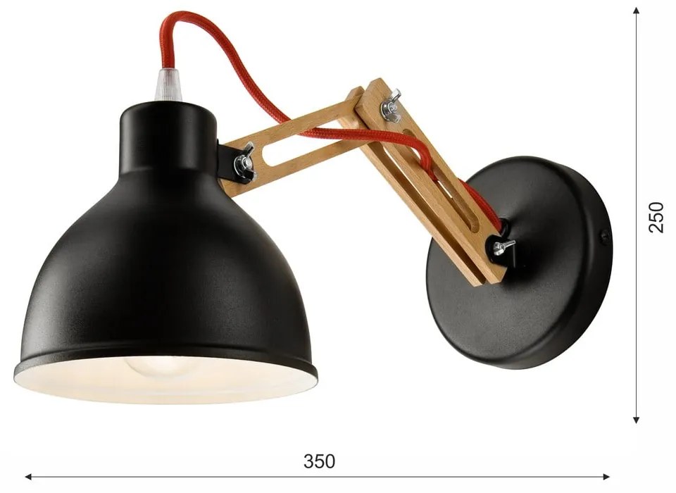 Černá nástěnná lampa LAMKUR Marcello