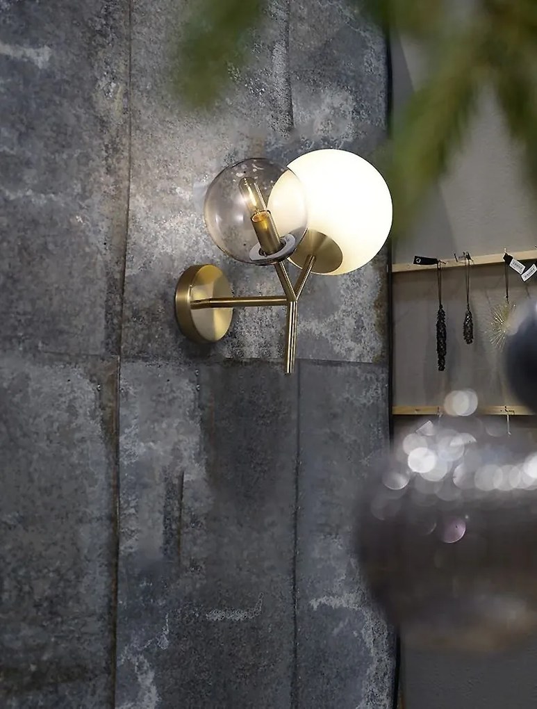 Toolight - nástěnná skleněná lampa E27 60W APP1012-2W, zlatá, OSW-09481