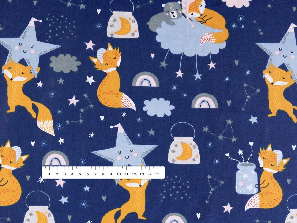 Biante Dětský bavlněný povlak na polštář s lemem Sandra SA-281 Lišky na večerní obloze 30 x 50 cm