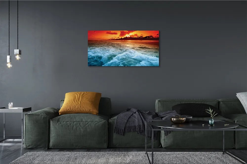 Obrazy na plátně Sea strom západ 140x70 cm