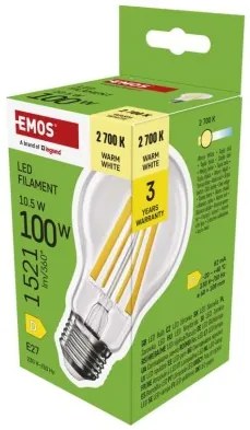 Emos lighting LED žárovka Filament A60 / E27 / 10,5 W (100 W) / 1521 lm / teplá bílá 1525743206