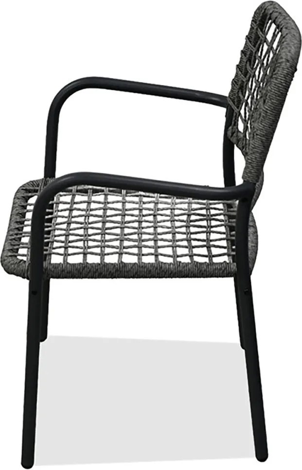 Balkónový set 1+2, stůl, židle umělý ratan barva antracit, kov antracit (58 x 57) cm
