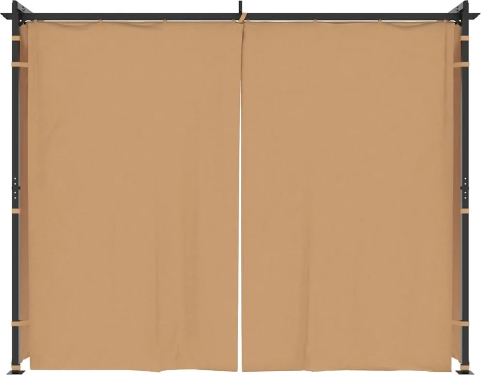 Altán se závěsy 3 x 3 m taupe ocel 313897