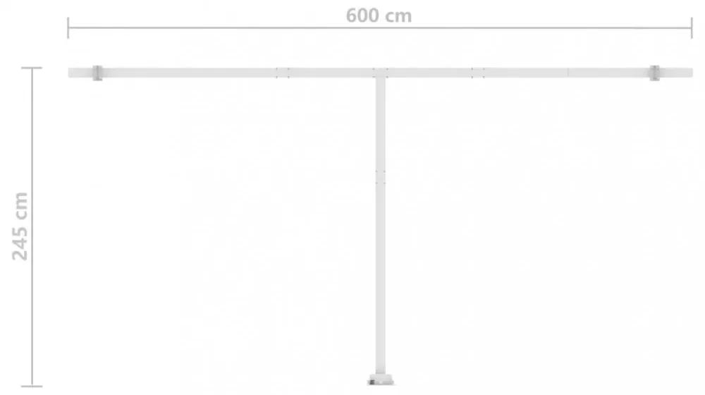 Ručně zatahovací markýza s LED světlem 600x300 cm Dekorhome Krémová