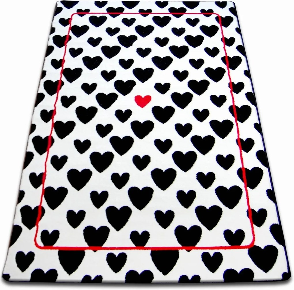 Kusový koberec SKETCH Heart bílo-černý 140x190