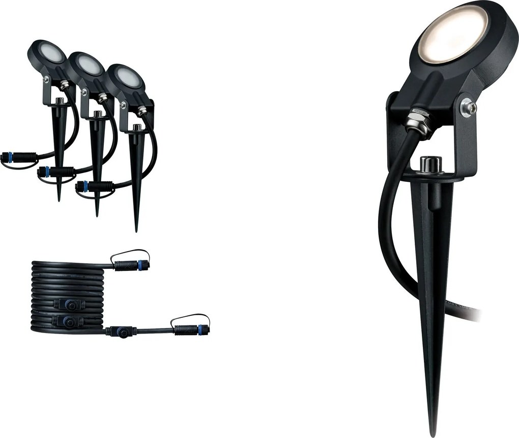 P 93689 Plug & Shine prodlužovací sada zápich Sting IP67 3000K 3x6W stmívatelné - PAULMANN