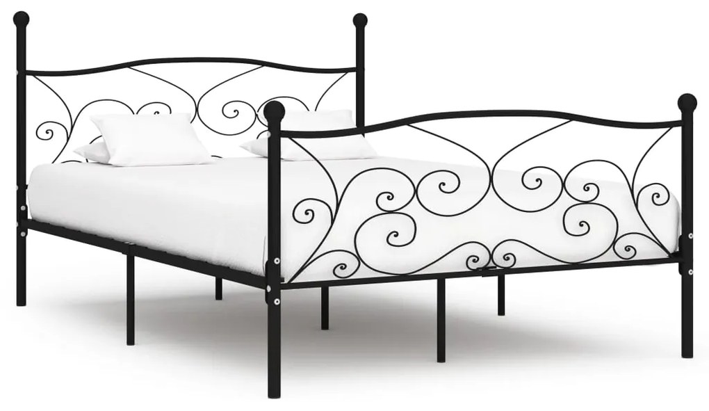284458 vidaXL Rám postele s laťkovým roštem černý kov 160 x 200 cm