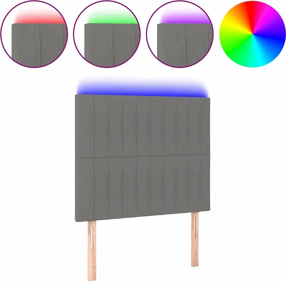 Čelo postele s LED tmavě šedé 100x5x118/128 cm textil 3122653