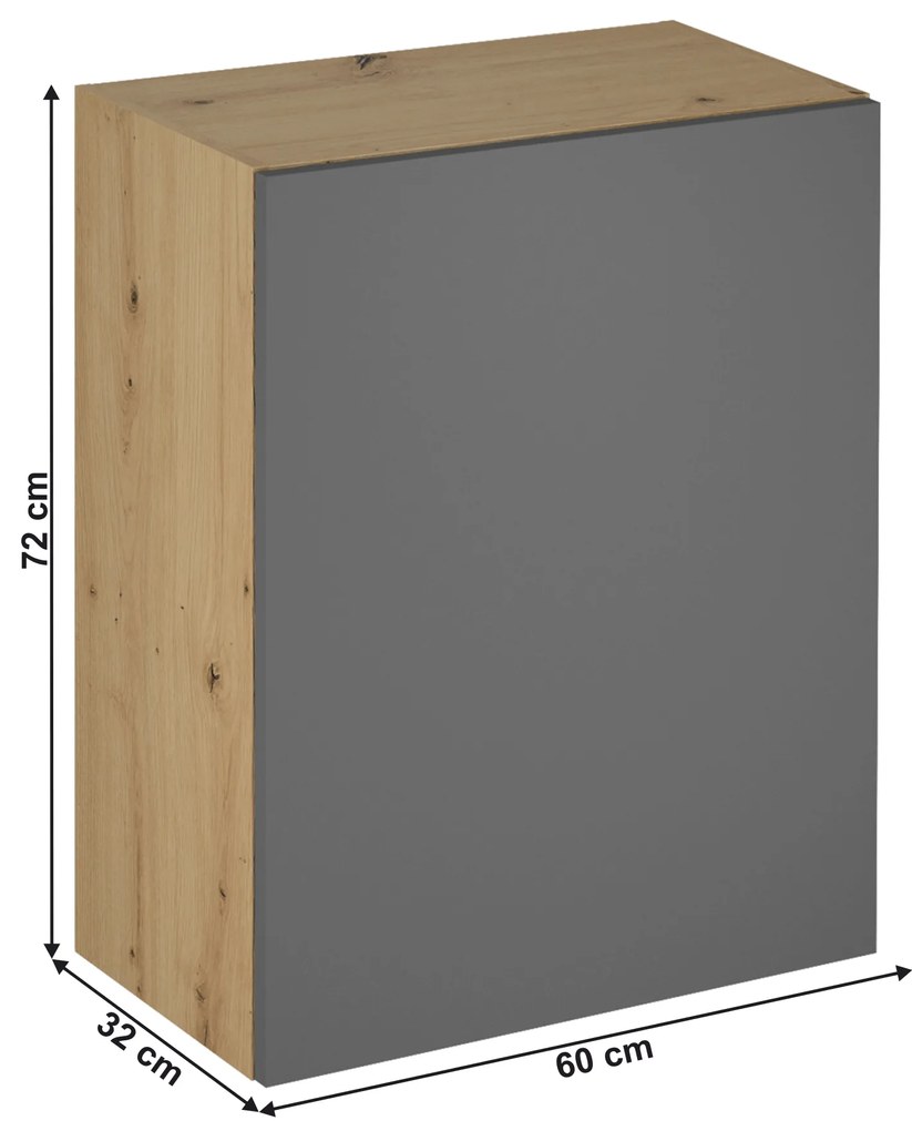 Horní skříňka, dub artisan/šedý mat, univerzální, LANGEN G60