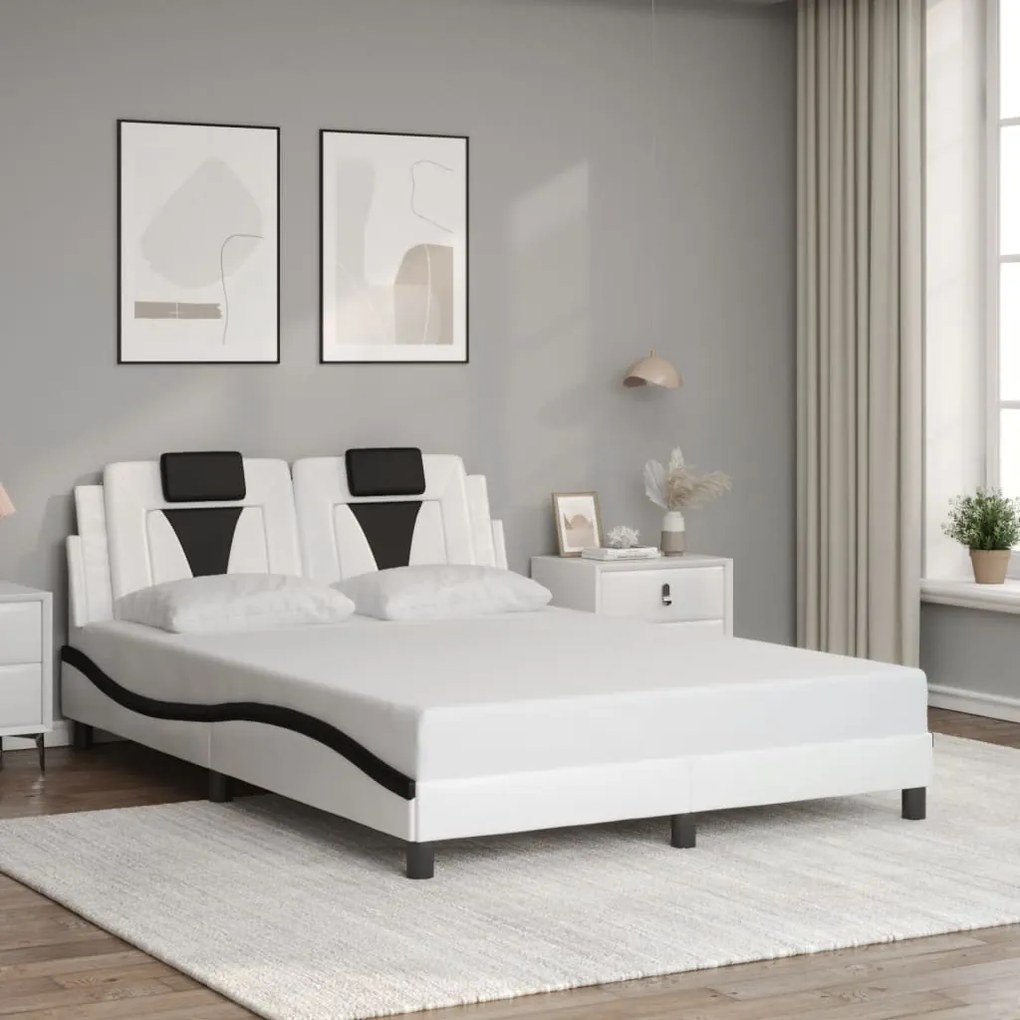 Rám postele Viana bez matrace bílý a černý 140 x 190 cm umělá kůže 3208095