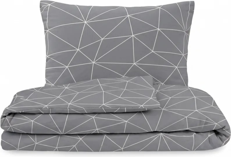 Kvalitex Bavlněné povlečení Nordic Grid šedá, 140 x 220 cm, 70 x 90 cm
