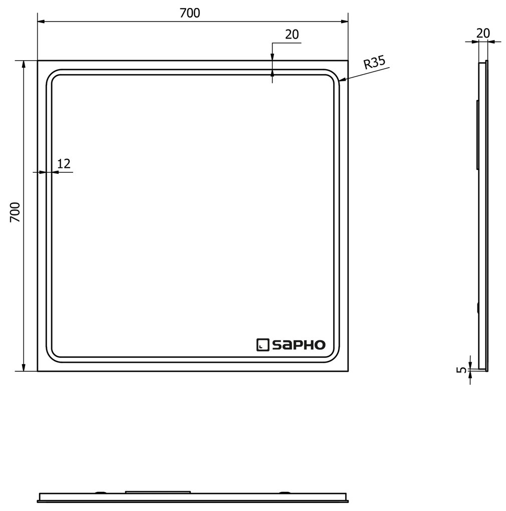 Sapho, GEMINI LED podsvícené zrcadlo 700x700mm, GM070