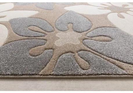 koberec FEEL 1602/15055 Květiny béžový / šedá velikost 180x270 cm | krásné koberce cz