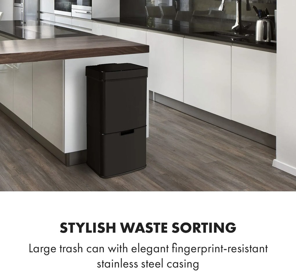 TouchLess Black Stainless Steel, odpadkový koš, senzor, 72 l, černý