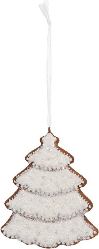 Závěsná dekorace zasněžený perníkový stromeček Frosted Ginger - 9*1*10 cm