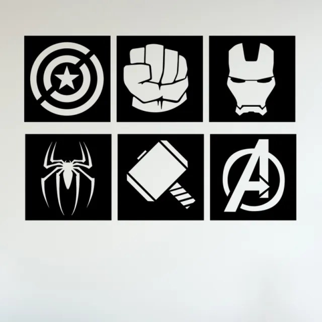 Samolepka Sada znaků Avengers 6ks